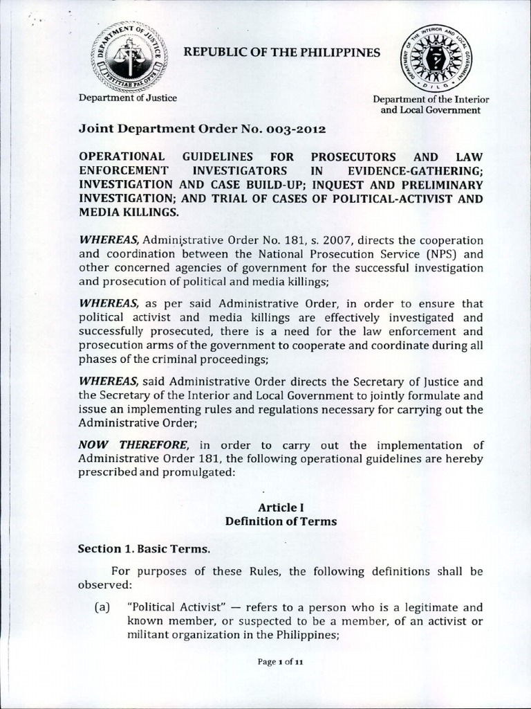 DILG-DOJ Operational Guidelines | PDF