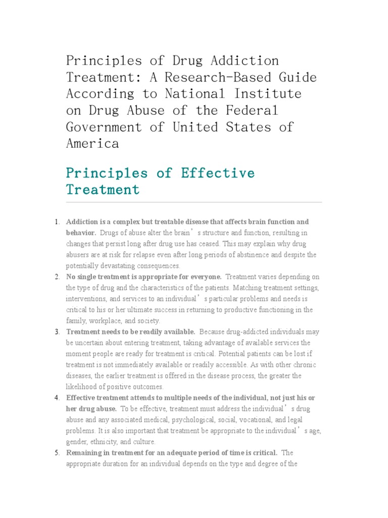 Principles of Drug Addiction Treatment | PDF | Substance Dependence ...