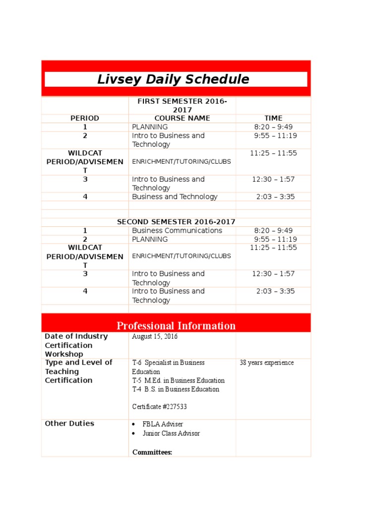 Schedule and Duties | PDF
