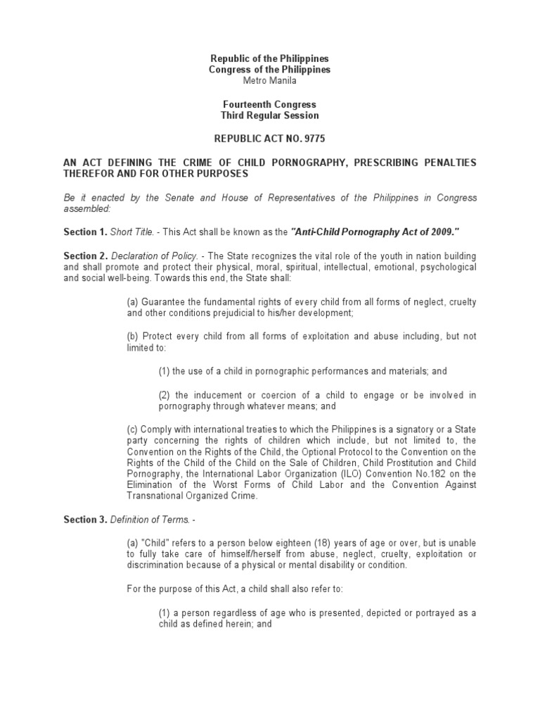 RA 9775-Anti-Child Pornography Act of 2009 PDF | Victimology | Child ...