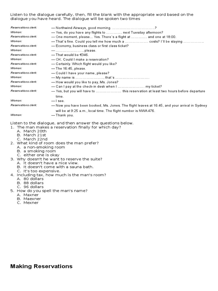 Reservation Exercise | Download Free PDF | Business