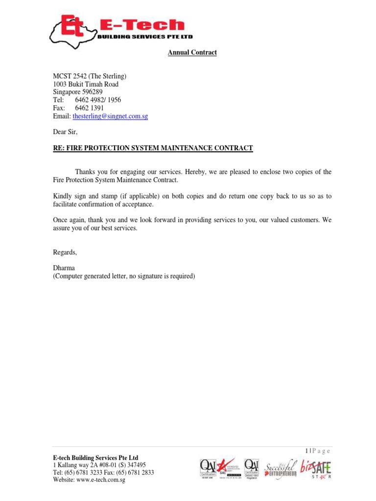 The Sterling - Fire Protection System Contract 2016 PDF | PDF | Fire ...