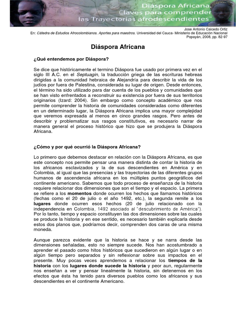 2.1 Diáspora Africana. Claves para Comprender Las Trayectorias ...