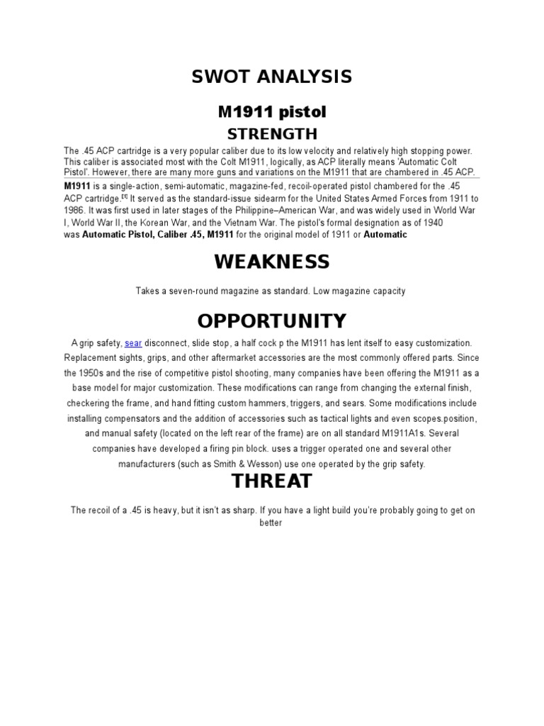 Swot Analysis Ballistics | PDF | Projectile Weapons | Firearms