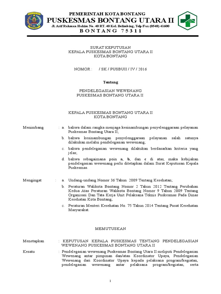 2.3.9.2 SK Pendelegasian Wewenang | PDF