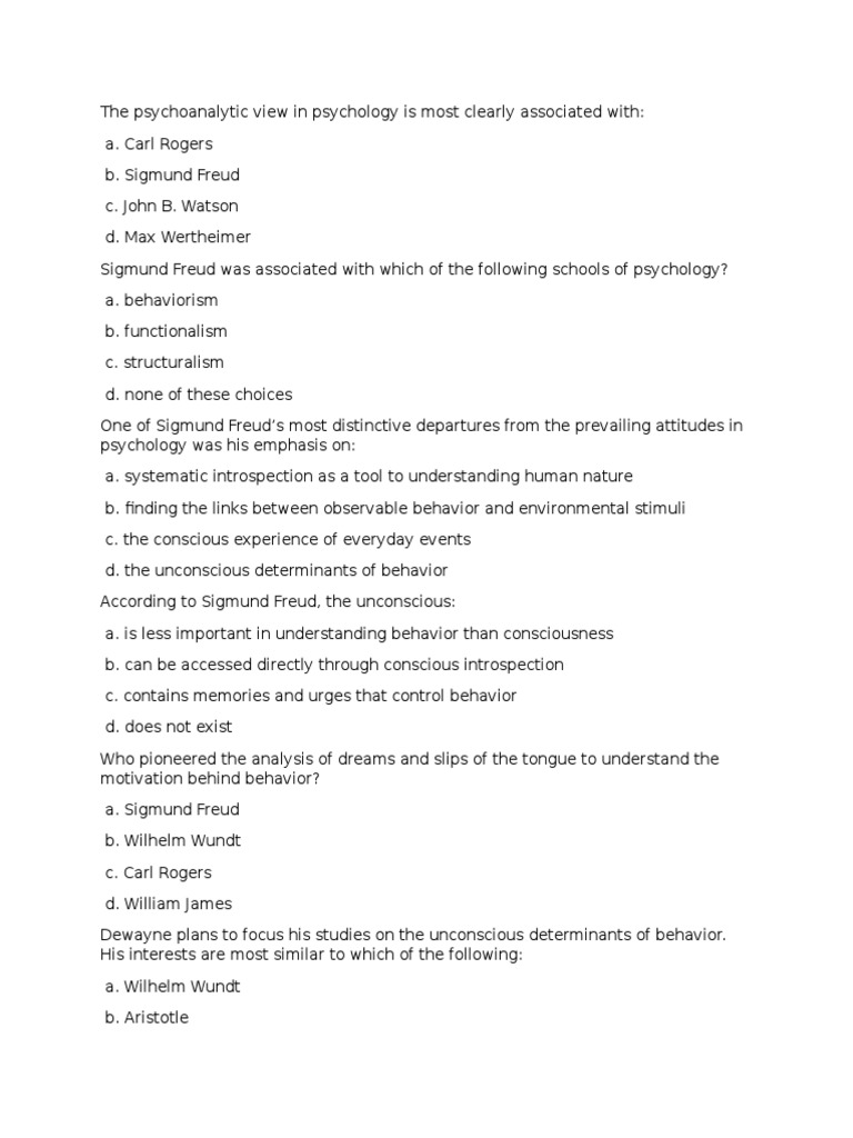 TOP. Test | PDF | Unconscious Mind | Psychology