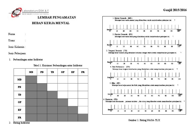 Lembar Pengamatan NASA-TLX | PDF | Sains & Matematika