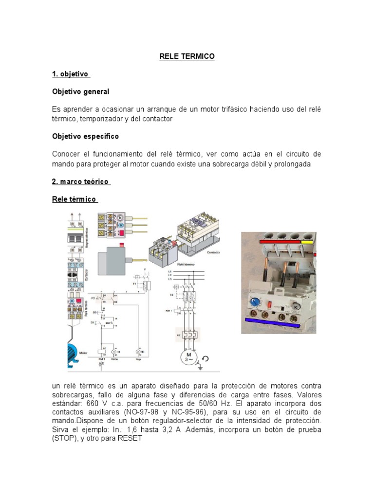 Funcionamiento del Relé Térmico Trifásico | PDF | Relé | Esfuerzo de ...