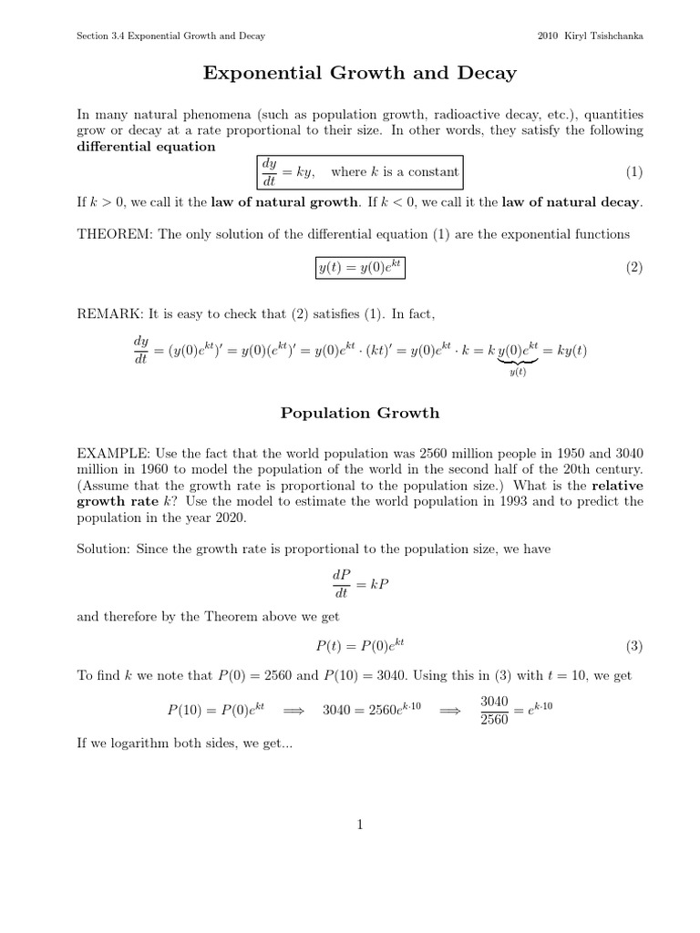 Exponential Growth and Decay Overview | PDF | Nuclear Chemistry ...