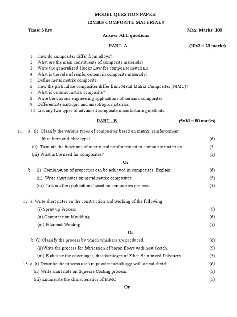 Composite Materials Model QP | PDF | Composite Material | Materials Science