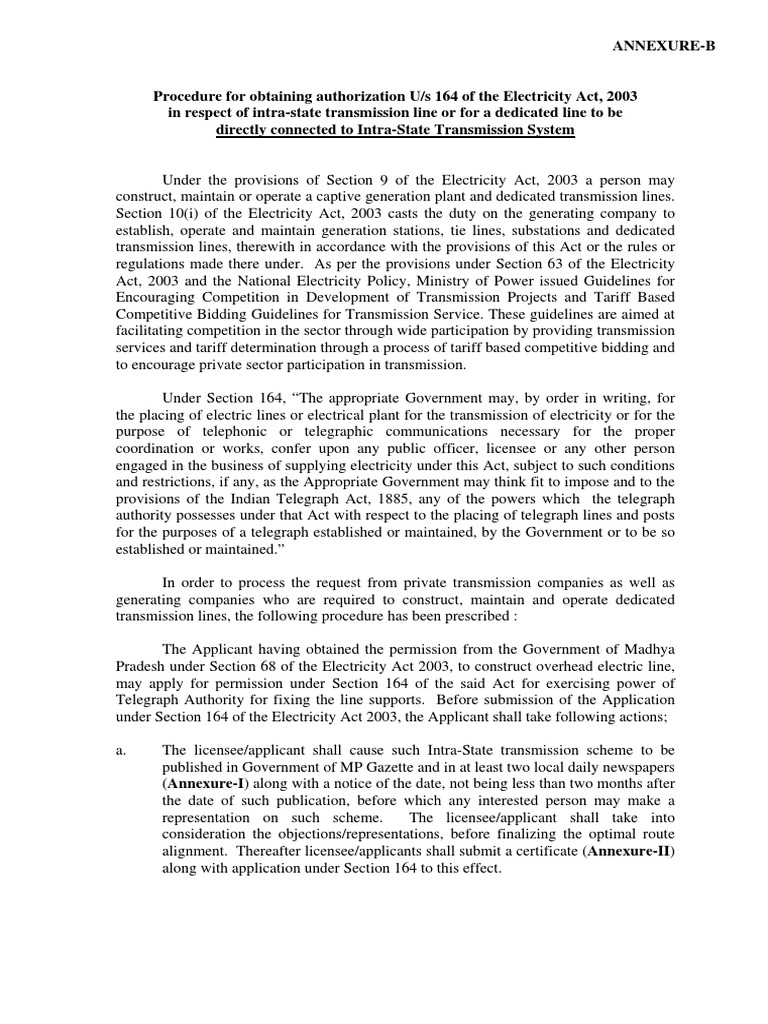 MP - Procedure Obtain Authorization Under Section 164 of IE-2003 | PDF ...