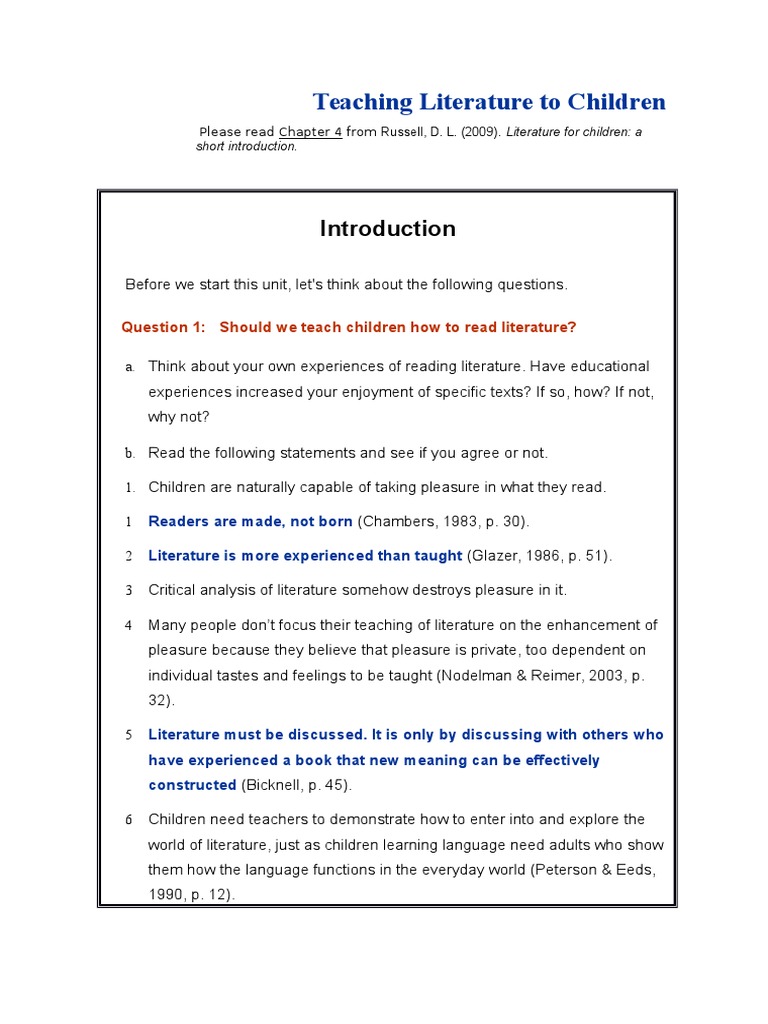 Engaging Children with Literature | PDF | Reading (Process) | Storytelling