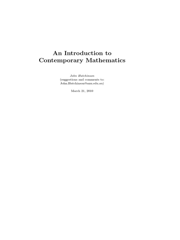 An Introduction To Contemporary Mathematics PDF | PDF