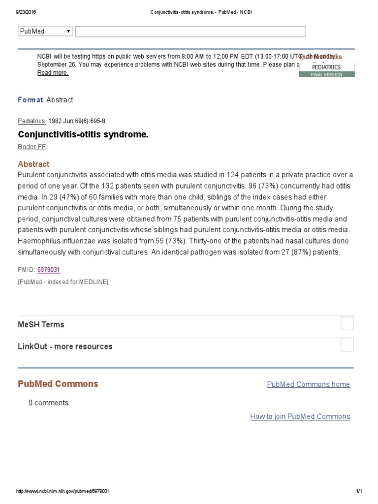 Conjunctivitis Otitis Syndrome.: Format | PDF