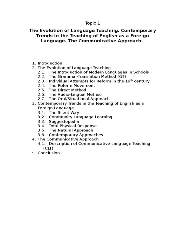 The Evolution of Language Teaching. Contemporary Trends in The Teaching ...