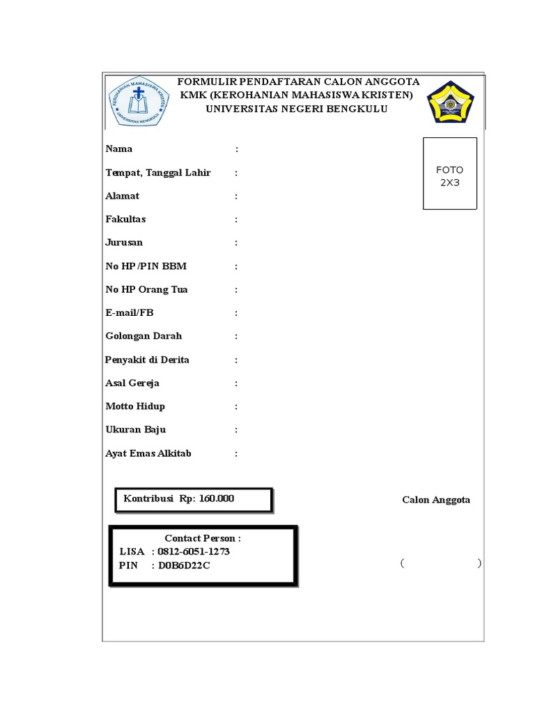 Formulir Pendaftaran Anggota | PDF