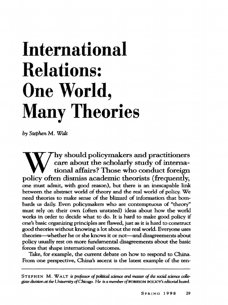 Theories of International Relations Explained | PDF | International ...