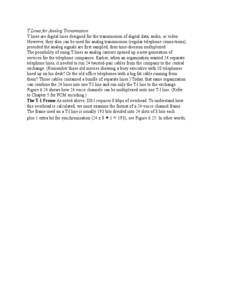T Lines For Analog Transmission | PDF
