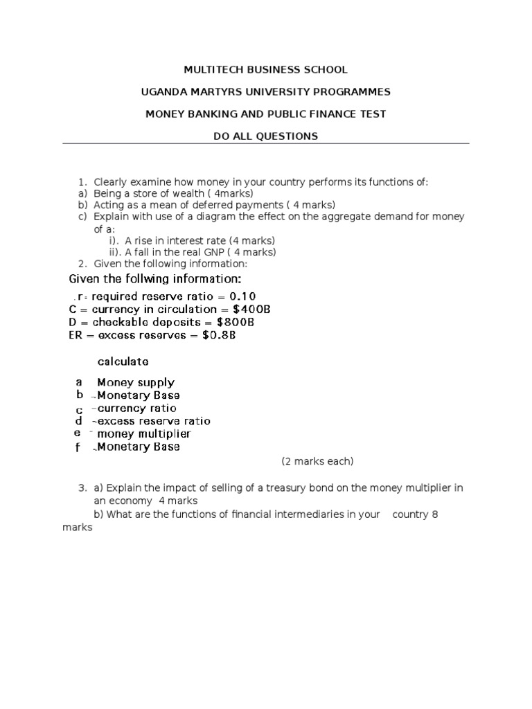 Multitech Business School Uganda Martyrs University Programmes Money Banking and Public Finance ...