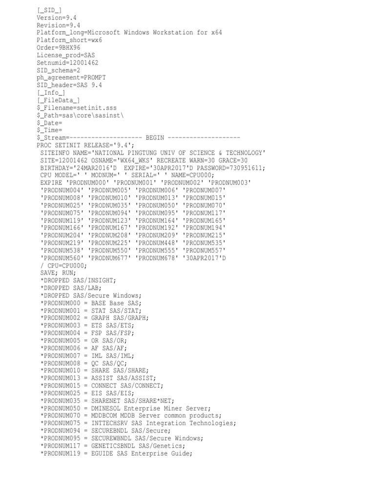 SAS94 9BHX96 12001462 Win X64 WRKSTN | PDF | Sas (Software) | Data