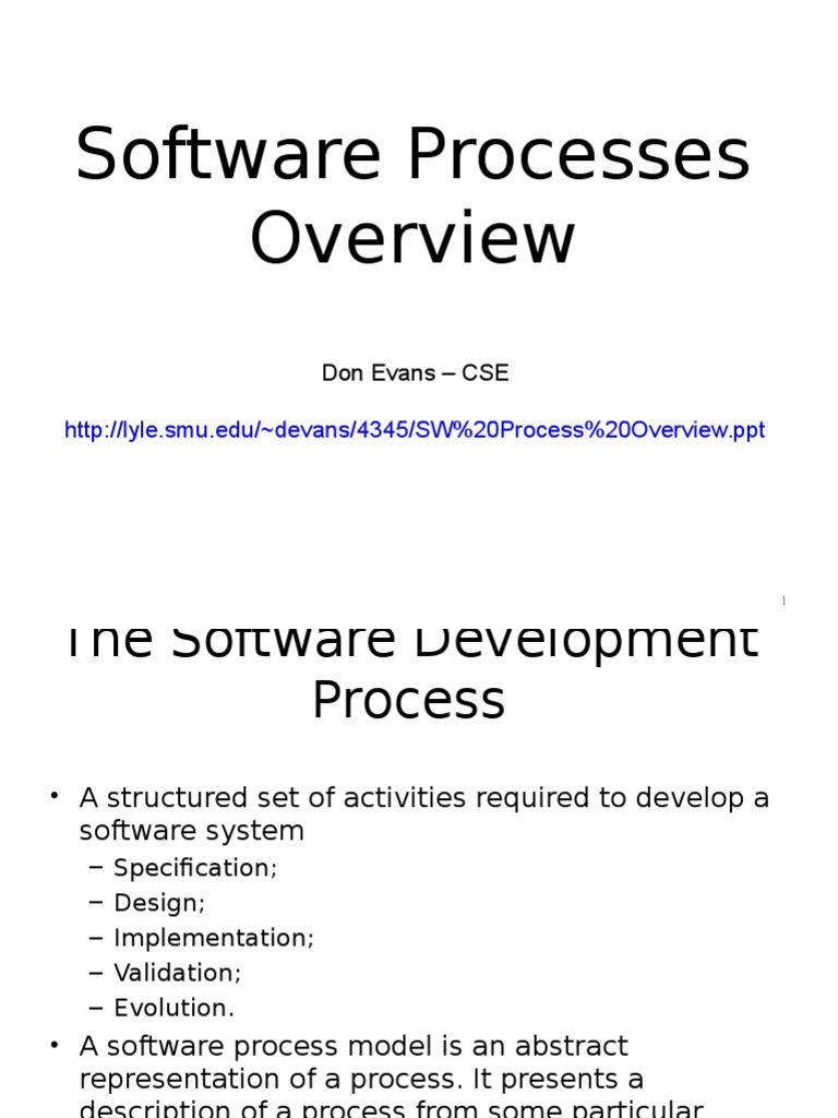 Software Processes: Don Evans - CSE | PDF | Component Based Software ...