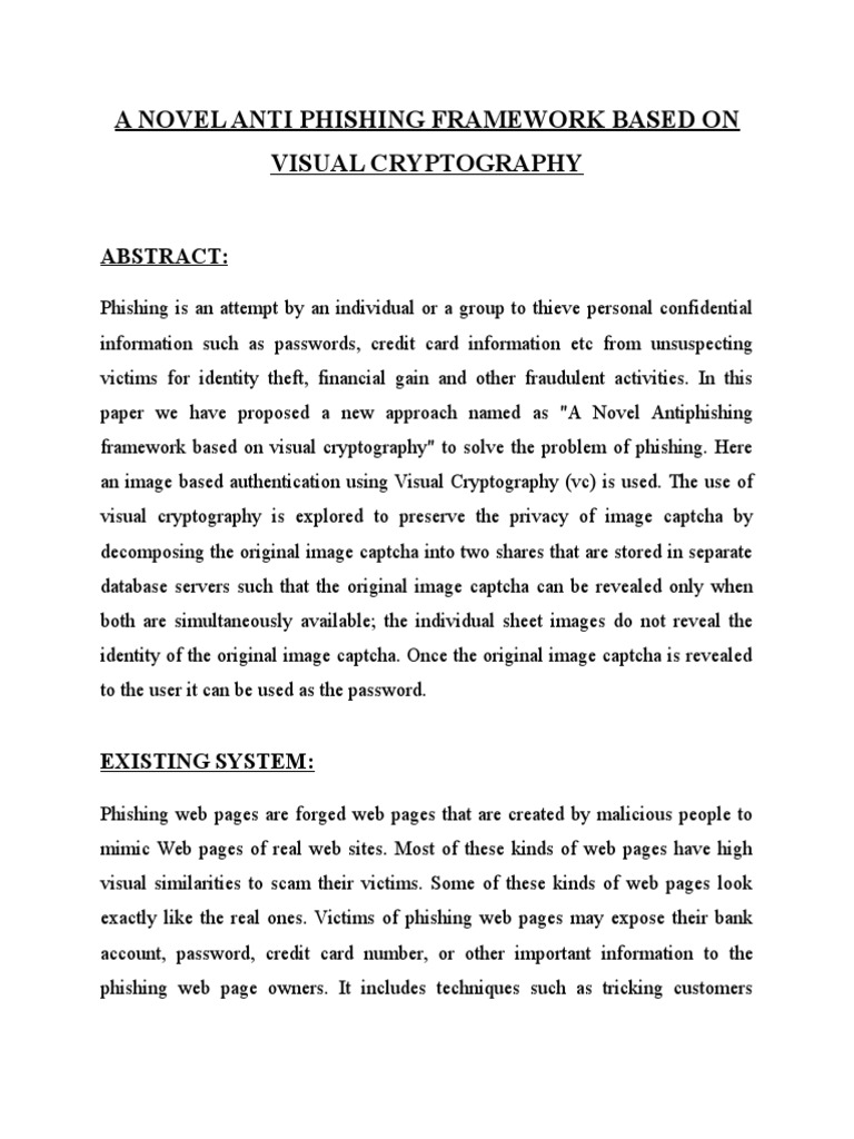 2264a Novel Anti Phishing Framework Based On Visual Cryptography | PDF | Phishing | Cybercrime