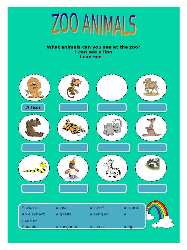 What Animals Can You See at The Zoo? Icanseealion Icansee : A Lion | PDF