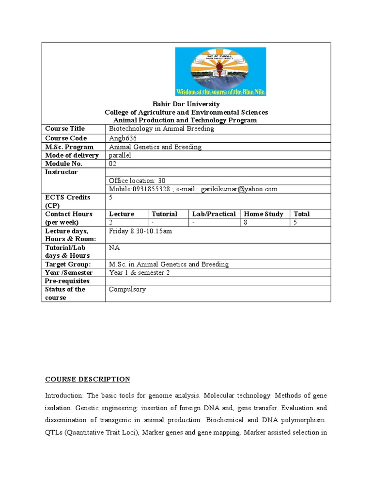 Biotechnology Course Guide | PDF