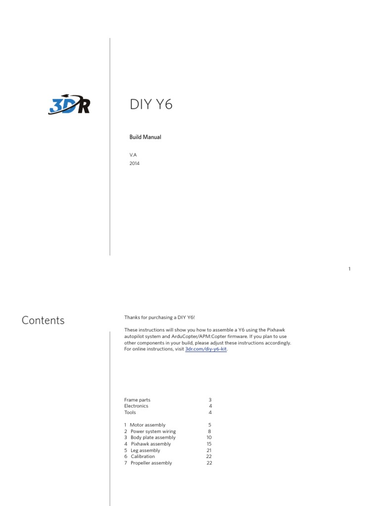 3DR DIY Y6 Build Manual VA | PDF | Screw | Nut (Hardware)