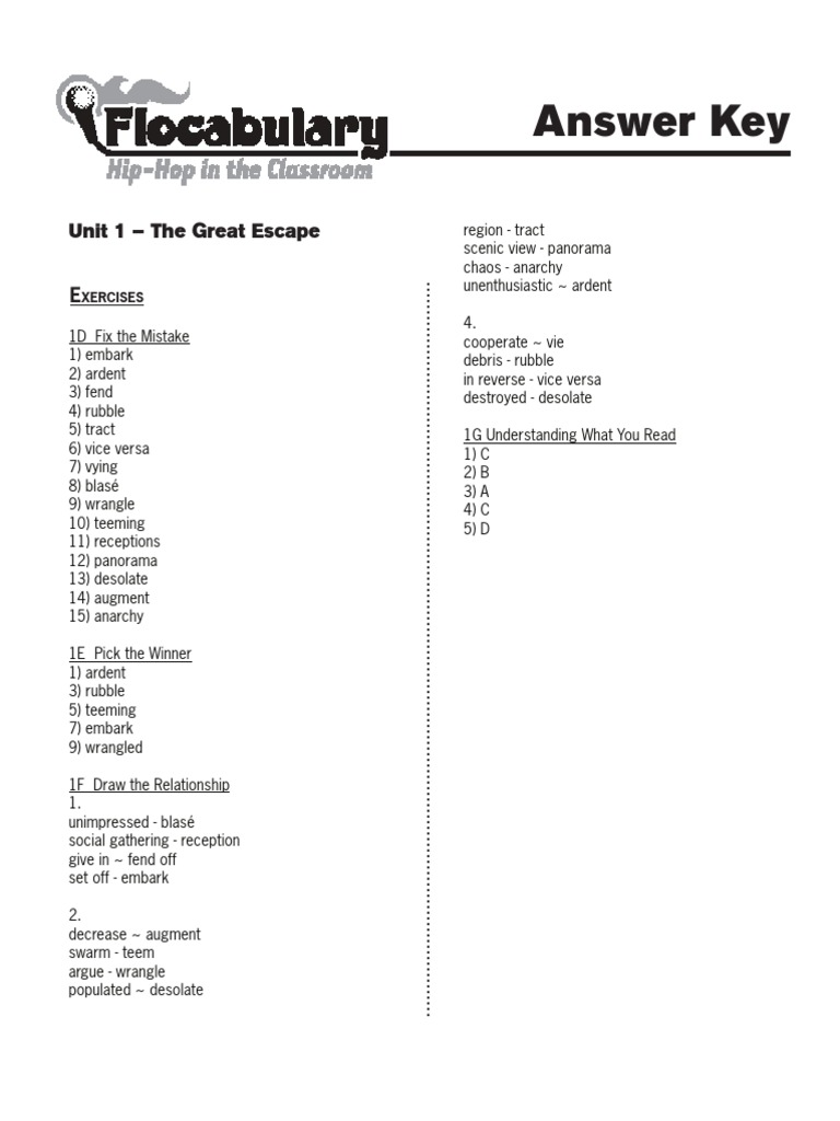 Great Escape Unit 1 Answer Key | PDF | Teaching Methods & Materials