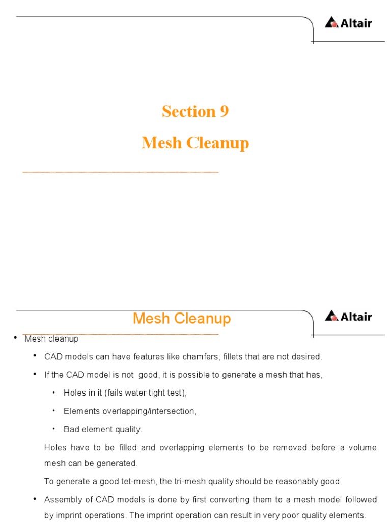 Simlab Section 9 - Mesh Cleanup | PDF | Computer Aided Design | Areas ...