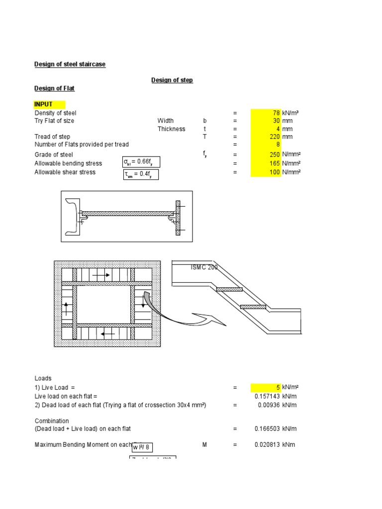 Steel Staircase Design | PDF | Bending | Stress (Mechanics)