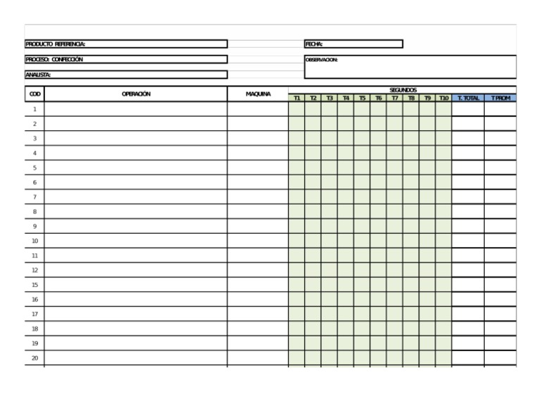 Formato Para Toma De Tiempos Excel - Image to u Formato Para Toma De Tiempos Excel - Image to u