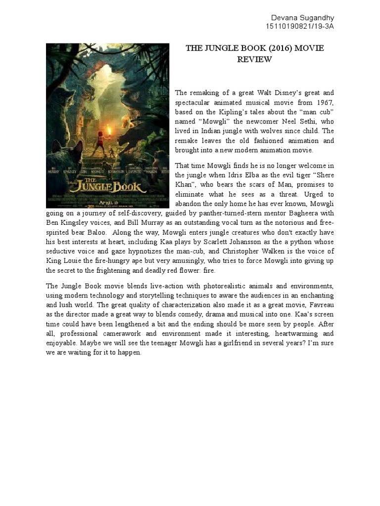 The Jungle Book (2016) Movie Review | PDF | Young Adult | General Fiction