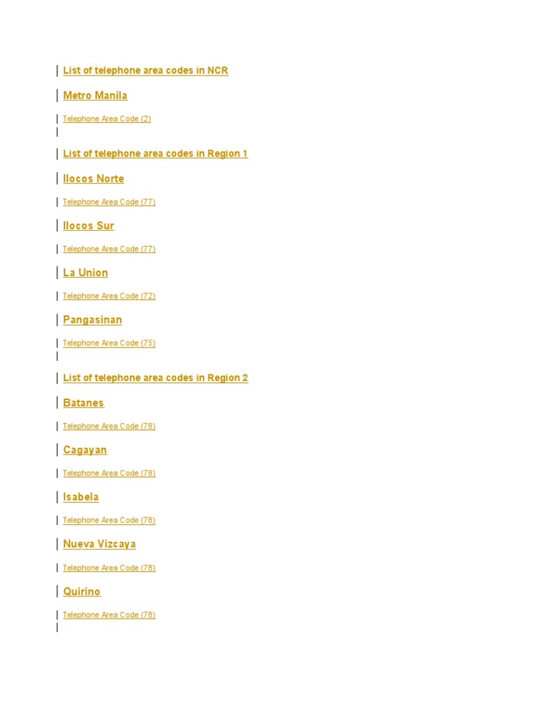 List of Telephone Area Codes in NCR | PDF | Philippines