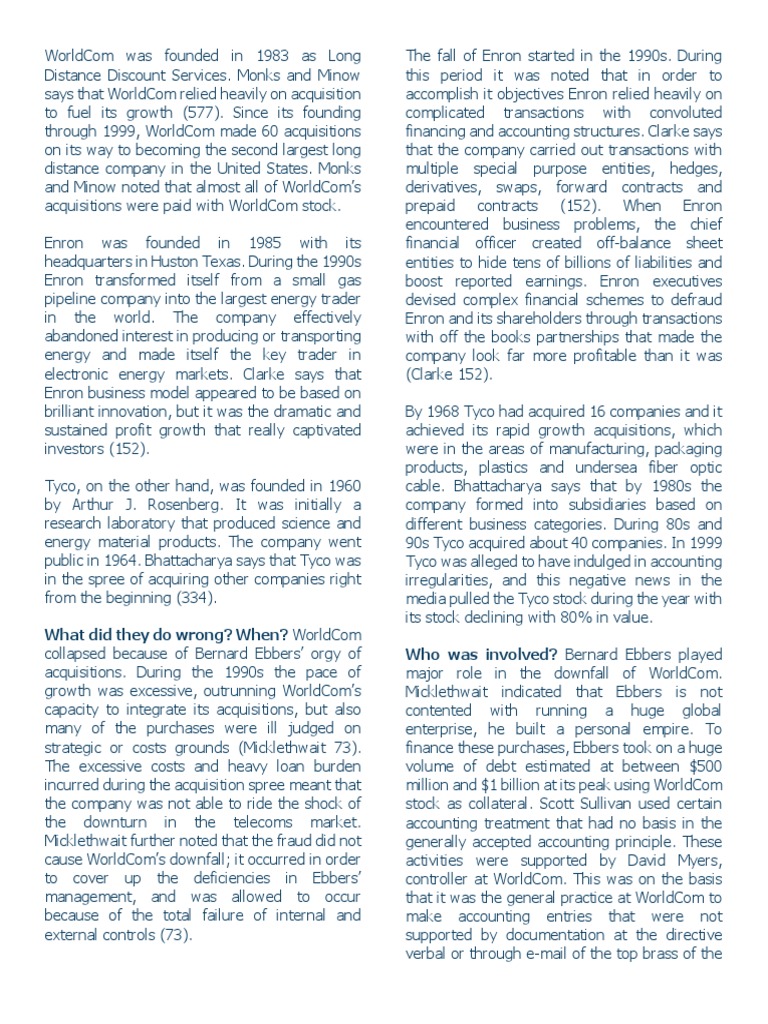 WorldCom Was Founded in 1983 As Long Distance Discount Services PDF ...