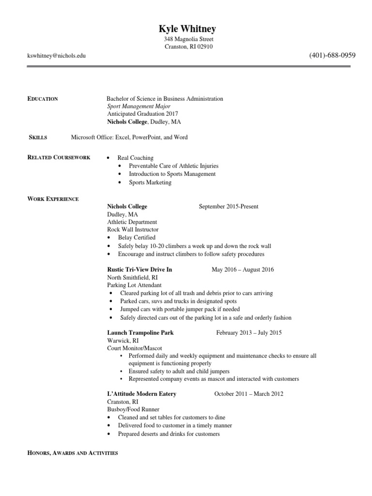 Kyle Whitney Resume | PDF | Business