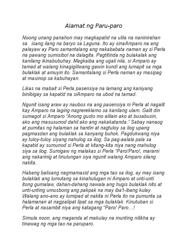 Alamat NG Paru-Paro | PDF