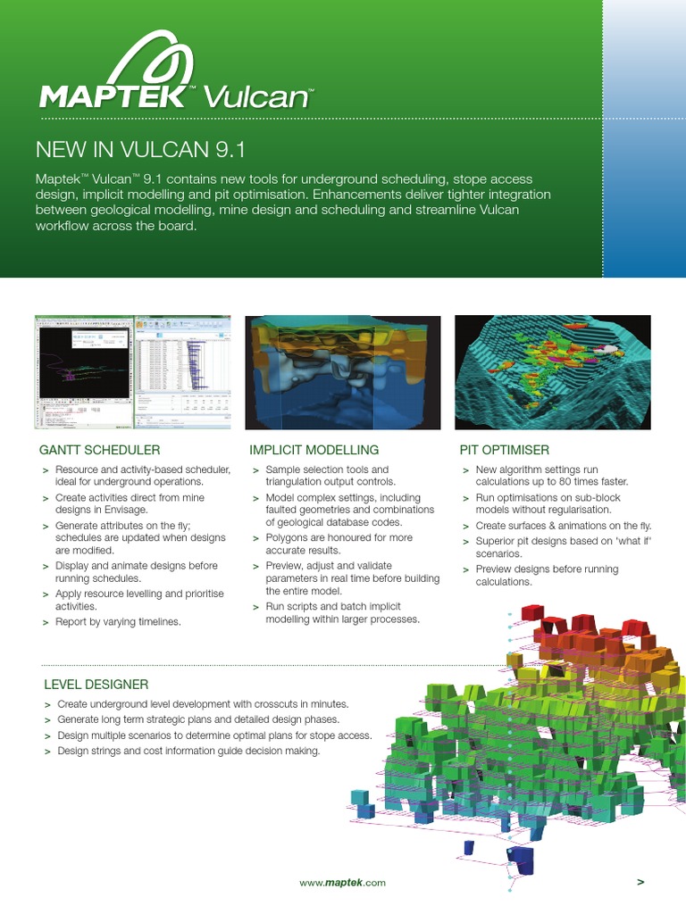Maptek Vulcan 9.1 Whats New PDF | PDF | Scheduling (Production Processes) | Program Optimization