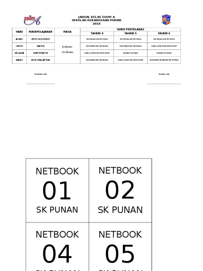 Jadual Kelas Zoom SK Punan | PDF | Career & Growth