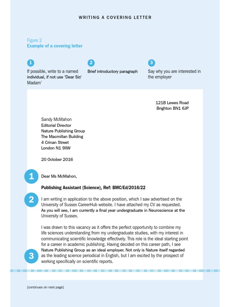 Example of A Covering Letter: (Continues On Next Page) | PDF ...