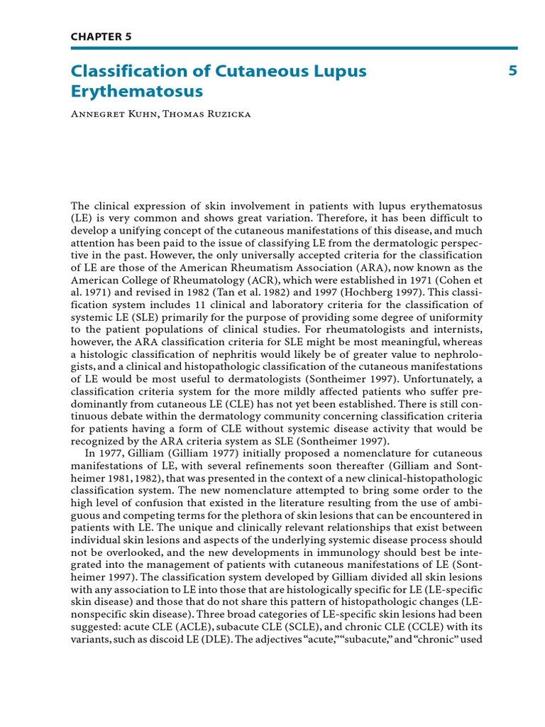 Classification of Cutaneous Lupus | PDF | Systemic Lupus Erythematosus ...