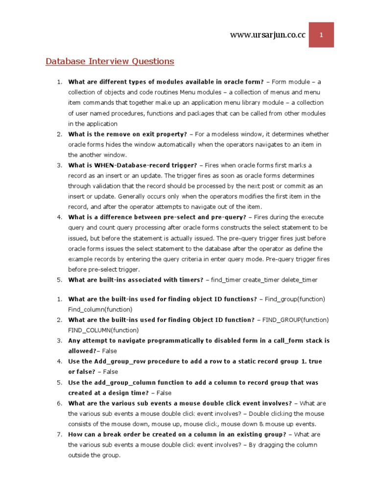 Database Interview Questions | PDF | Subroutine | Databases
