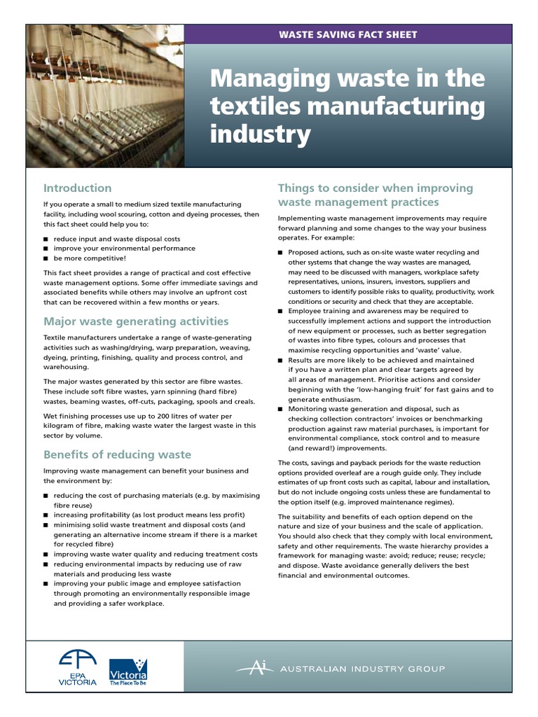14 Textiles Waste Reduction Factsheet | Download Free PDF | Waste ...