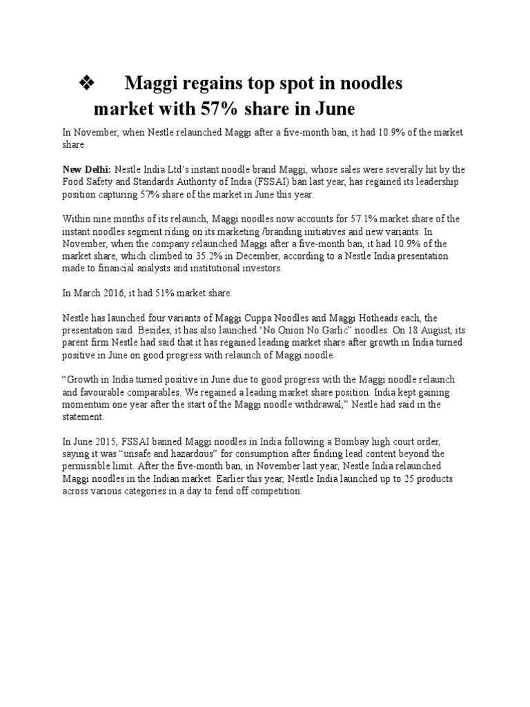 Info Maagi RM | PDF | Nestlé | Brand