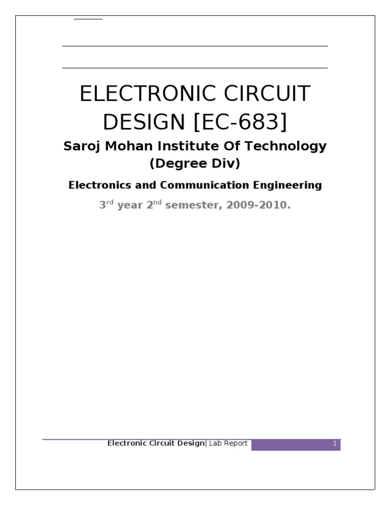 Electronics Circuit Design Lab | PDF | Amplifier | Rectifier
