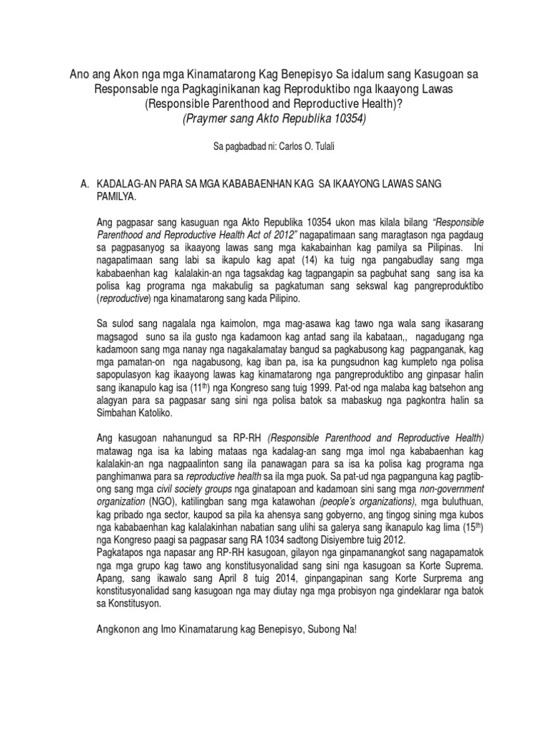 Hiligaynon RPRH Primer | PDF