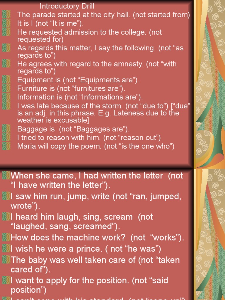 Basic Sentence Patterns | PDF | Perfect (Grammar) | Pronoun