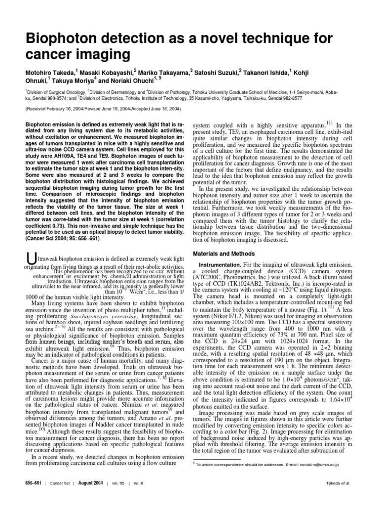Biophoton Detection As A Novel Technique For Cancer Imaging | PDF ...