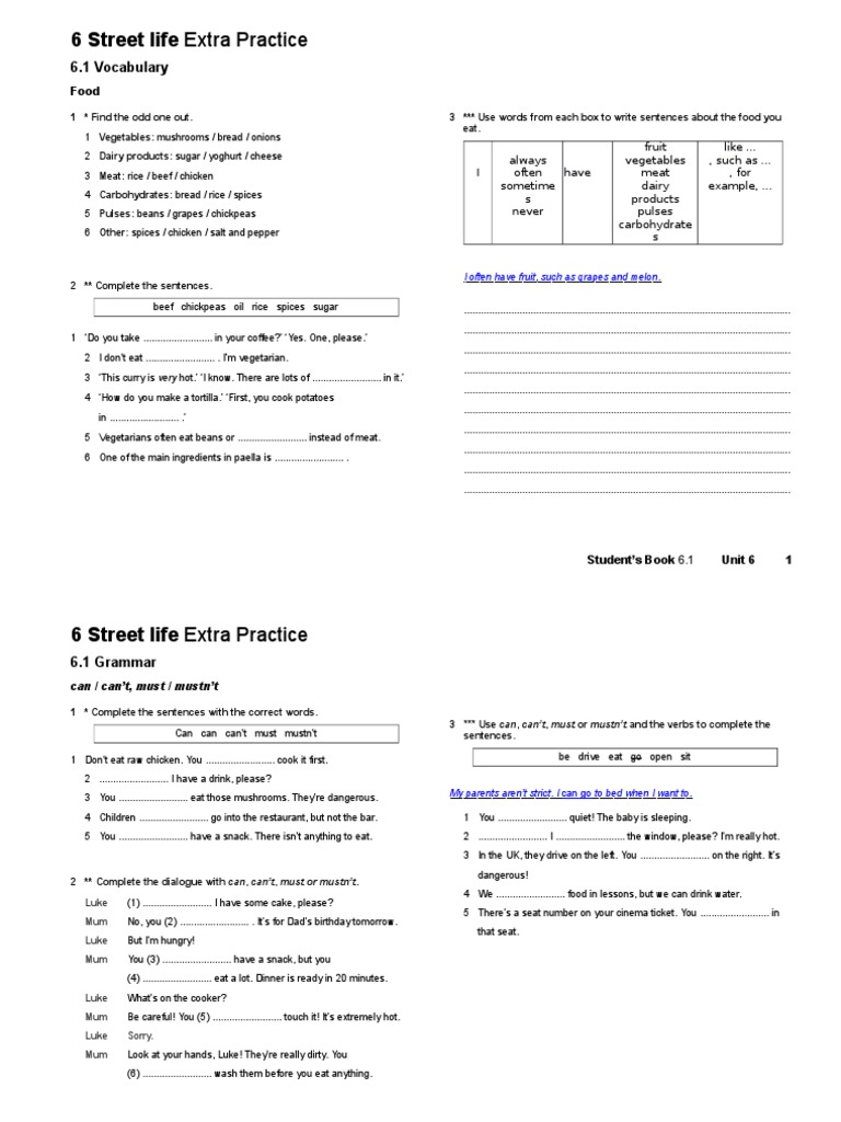Extra Practice Unit 6 1º Eso | PDF